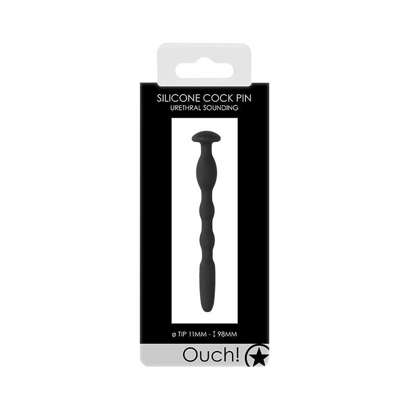 Ouch Urethral Sounding Silicone Cock Pin Black 11 Mm Shockwave Adult